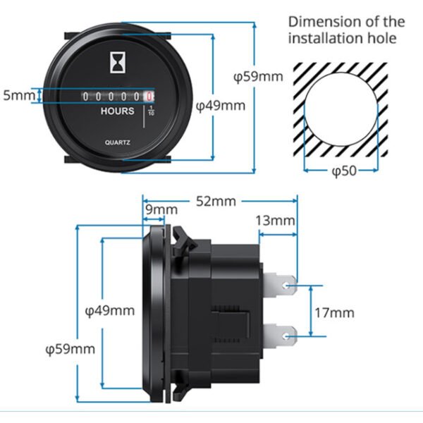 Mechanical Hour Meter, 6 Digits, Designed For Diesel Generator