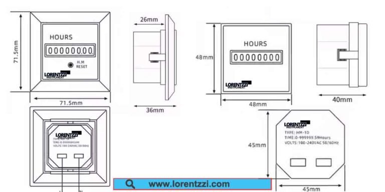 Digital Hour Meter, 220VAC, 12VDC, 24VDC